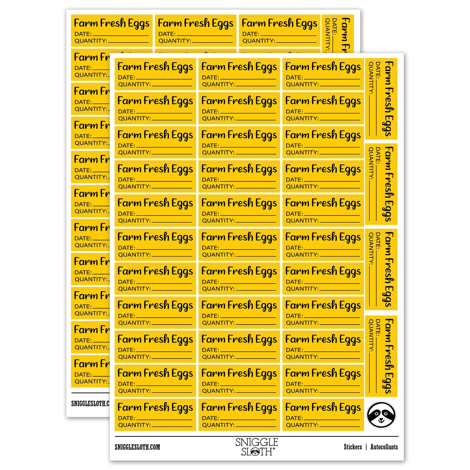 Farm Fresh Eggs Date Quantity Label Carton Sticker Set - Yellow - Gloss ...