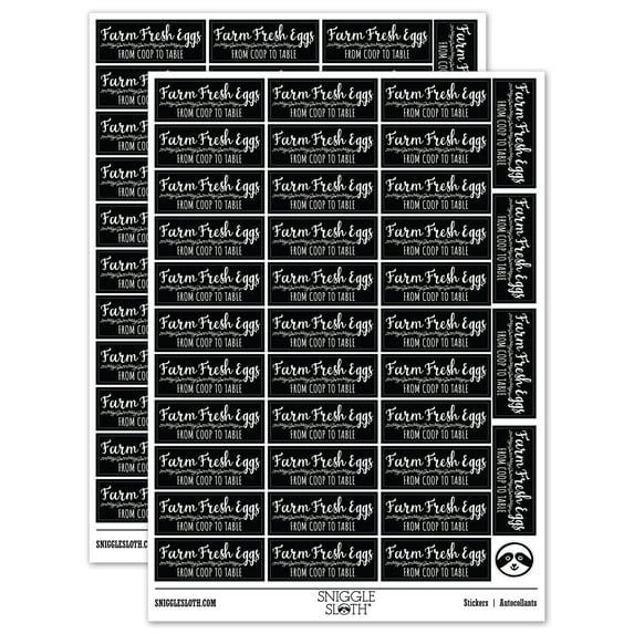 Farm Fresh Eggs From Coop to Table Label Carton Sticker Set - Black ...