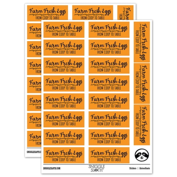 Farm Fresh Eggs From Coop to Table Label Carton Sticker Set - Orange ...