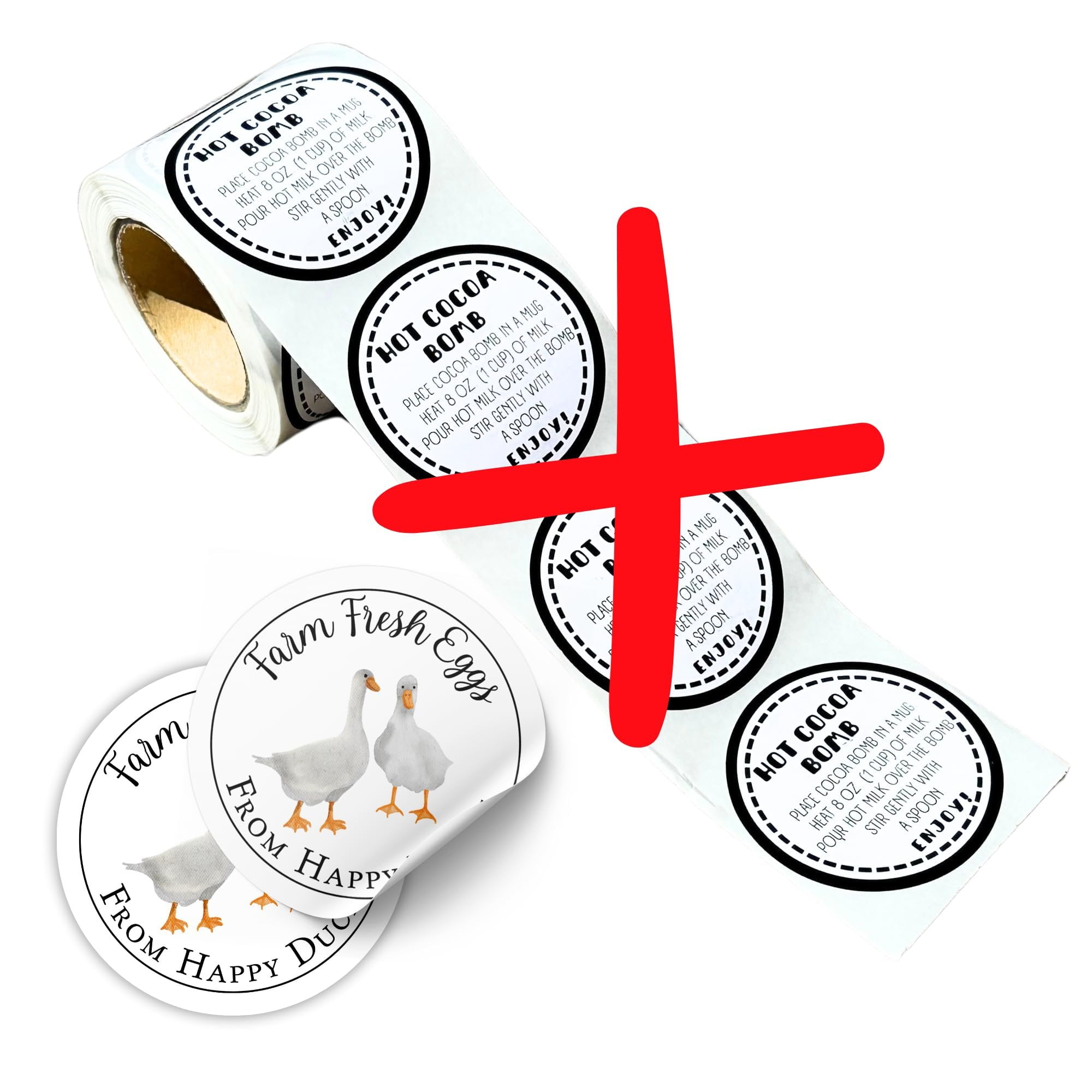 Farm Fresh Eggs from Happy Ducks Stickers 250 pcs roll 2 Bulk Handling ...