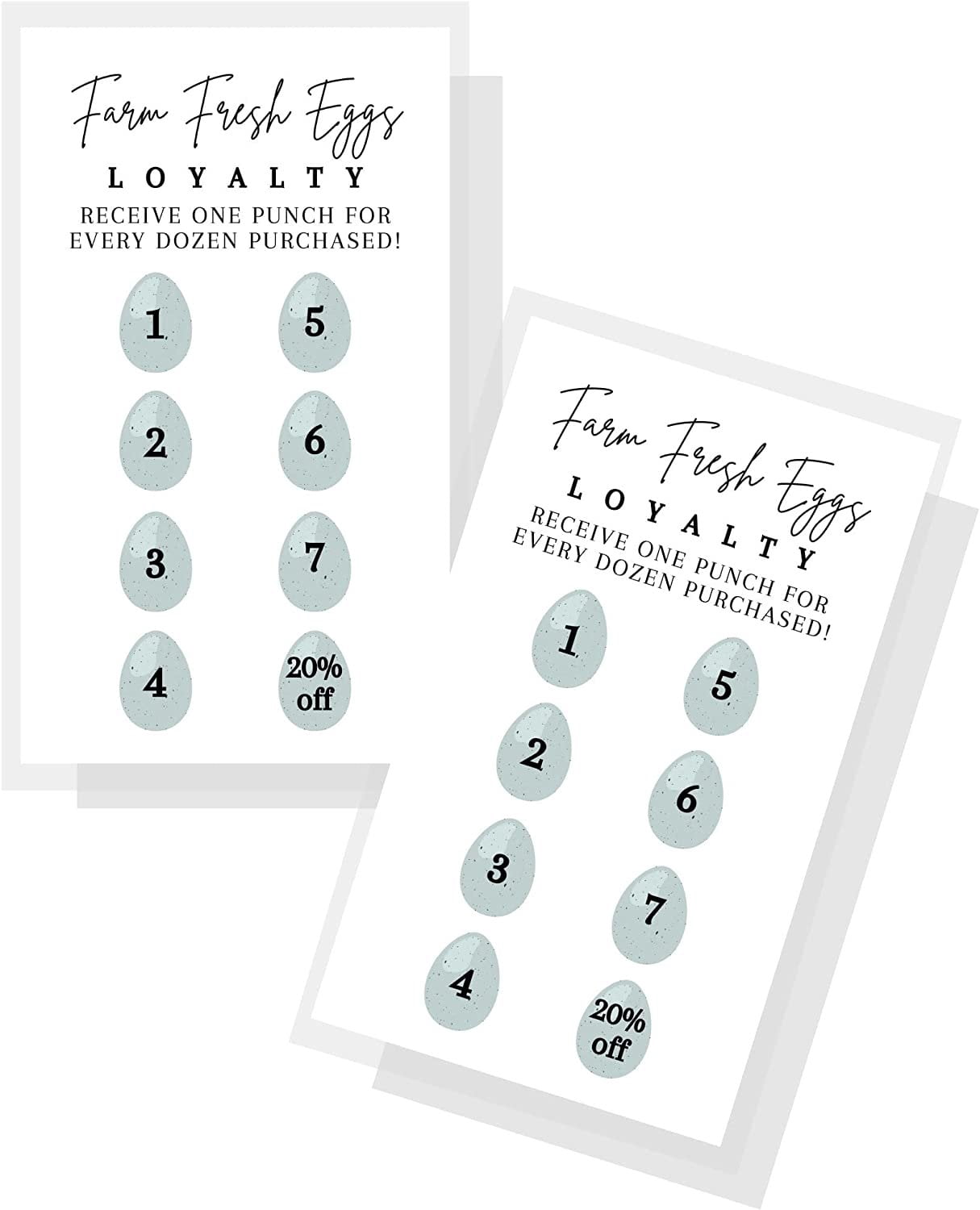 Farm Fresh Eggs Loyalty Cards 50 Pack 2x3.5" inches Business Card Fresh ...