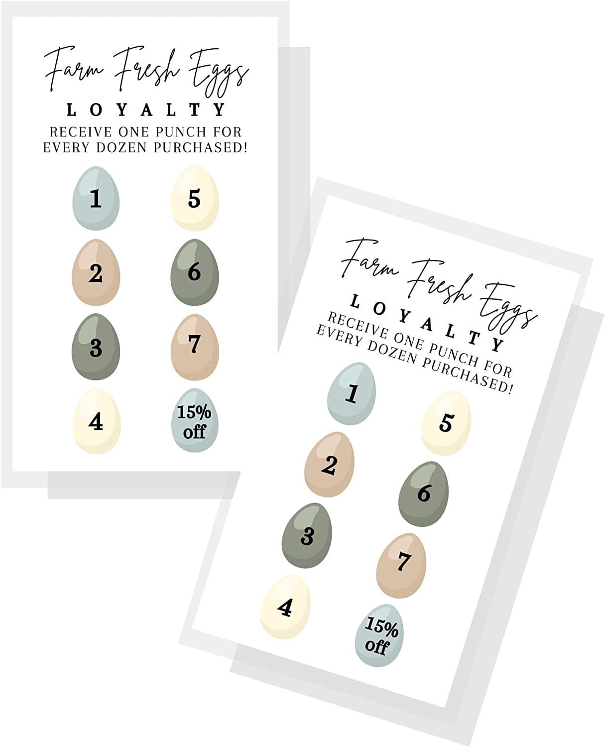 Farm Fresh Eggs Loyalty Cards 50 Pack 2x3.5" inches Business Card Fresh ...