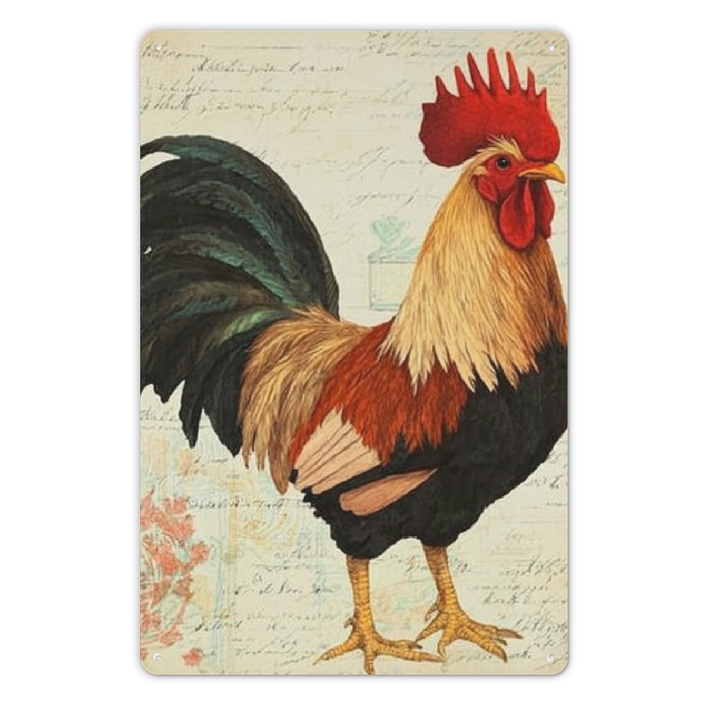 Farm Fresh Eggs Retro Metal Signs, Farm Fresh Eggs Funny Sign, Rooster ...