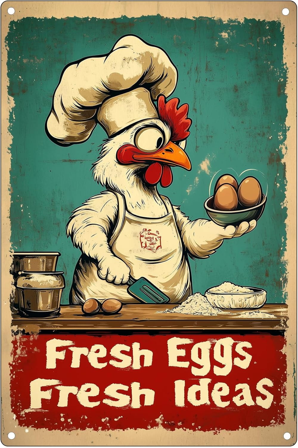 Farm Fresh Eggs Rustic Metal Sign Retro Bar Country Home Bedroom Wall ...