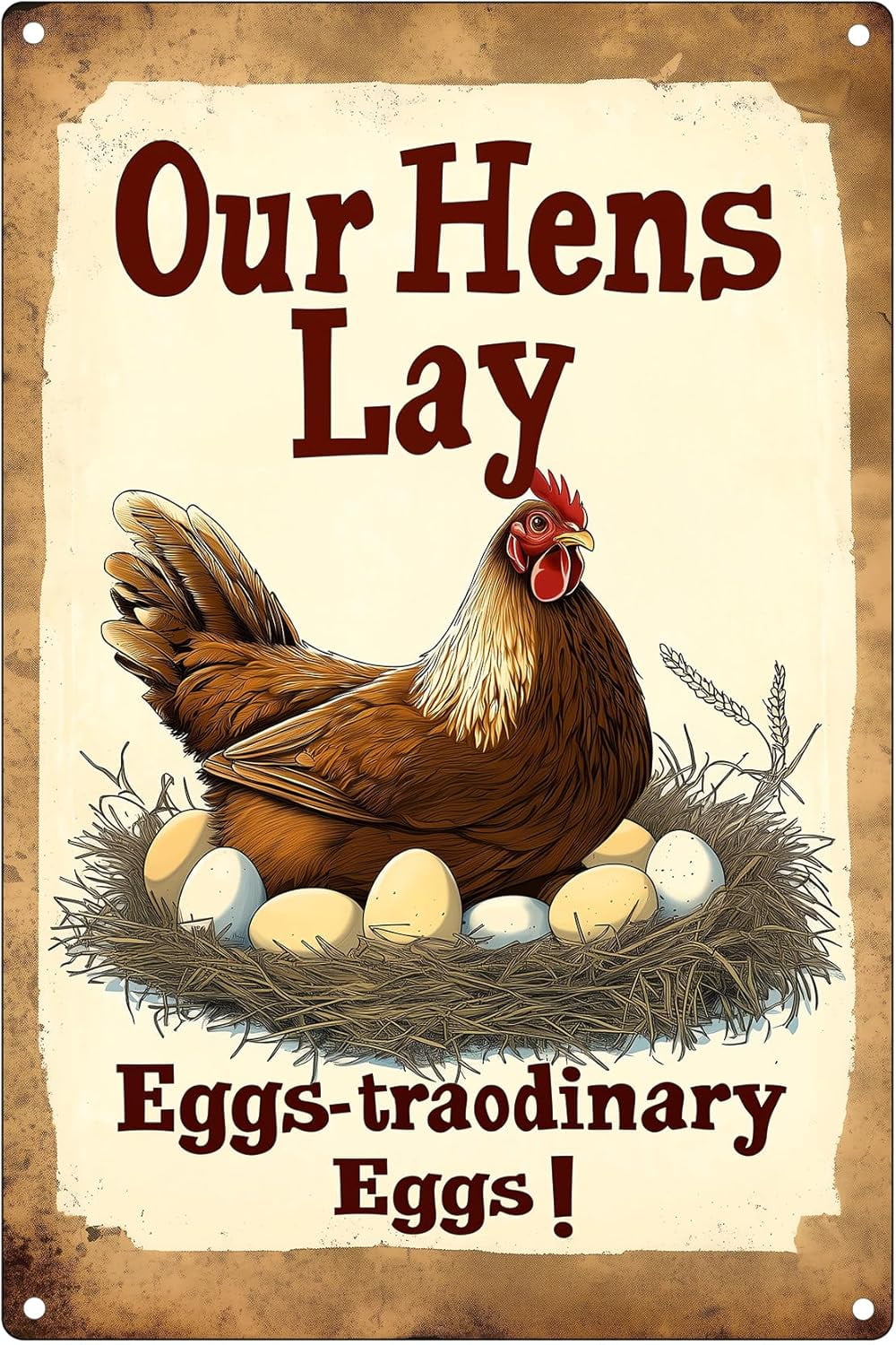 Farm Fresh Eggs Tin Signs - Vintage Country Chicken Hen Rooster Tin ...