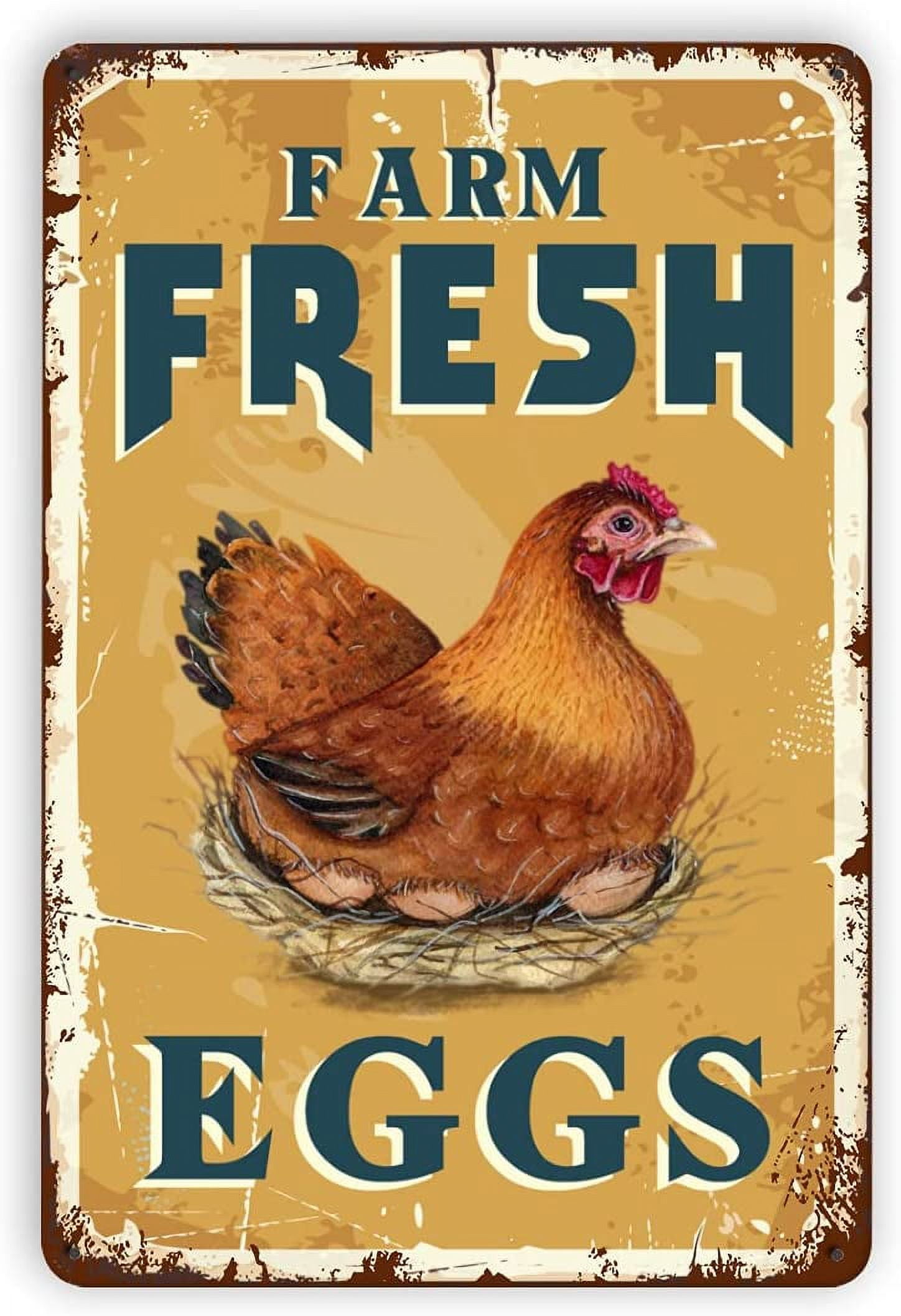 NICKSUN Farm Fresh Eggs Vintage Chicken Tin Sign - Walmart.com