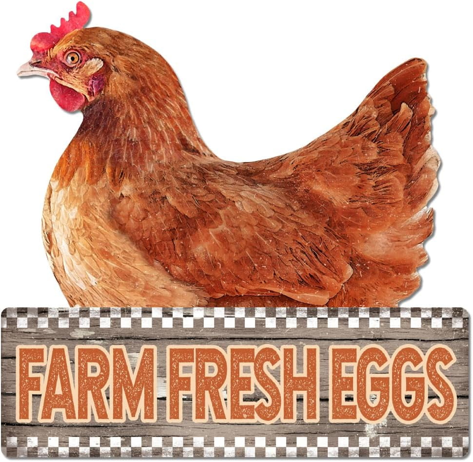 "Farm Fresh Eggs Vintage Metal Chicken Tin Sign Retro Farm Plaque ...