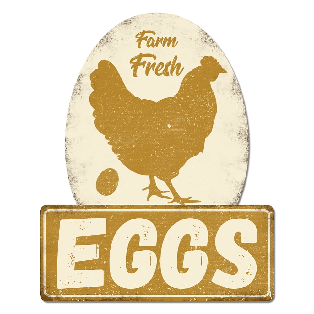 Farm Fresh Eggs Vintage Metal Tin Sign Retro Chicken Plaque Poster ...