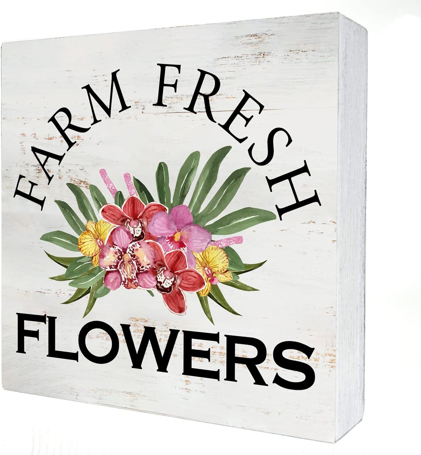 Farm Fresh Flowers Wood Box Sign Home Decor Rustic Spring Wooden Box ...