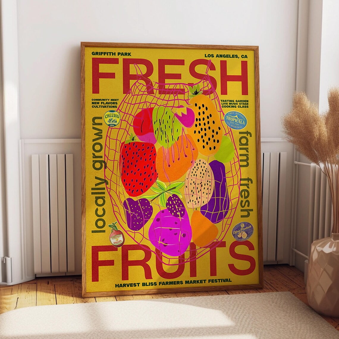 Farm Fresh Fruits Exhibition Poster - Vibrant Farmers Market Wall Art ...
