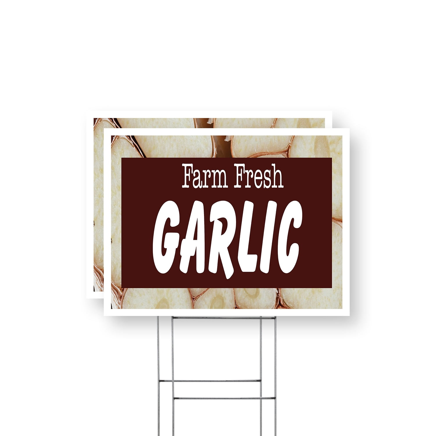 Farm Fresh Garlic Yard Sign 2 Pack of 18 Inch x 24 Inch Double Sided ...