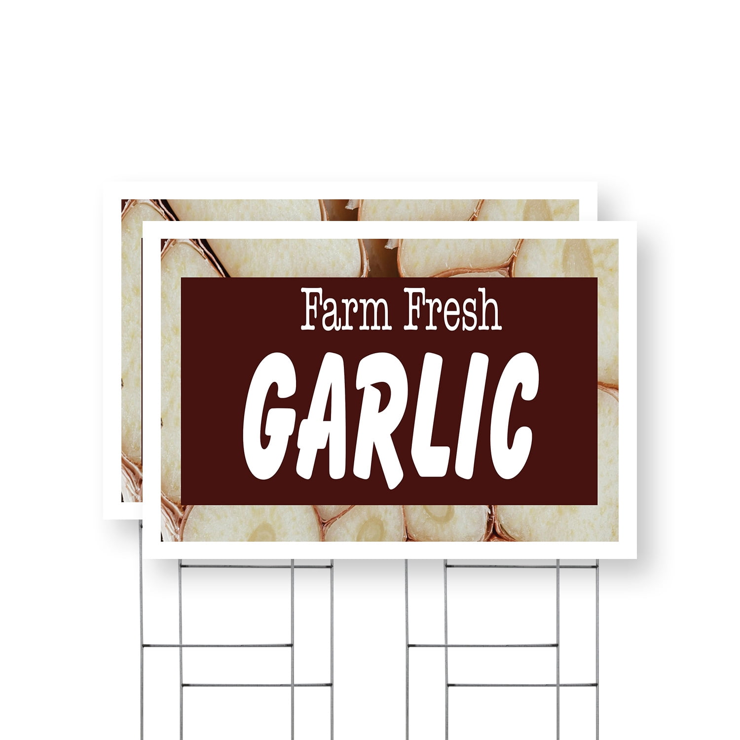 Farm Fresh Garlic Yard Sign 2 Pack of 24 Inch x 36 Inch Single Sided ...