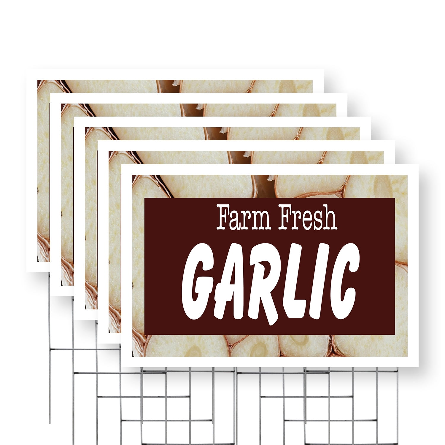 Farm Fresh Garlic Yard Sign 5 Pack of 24 Inch x 36 Inch Double Sided ...