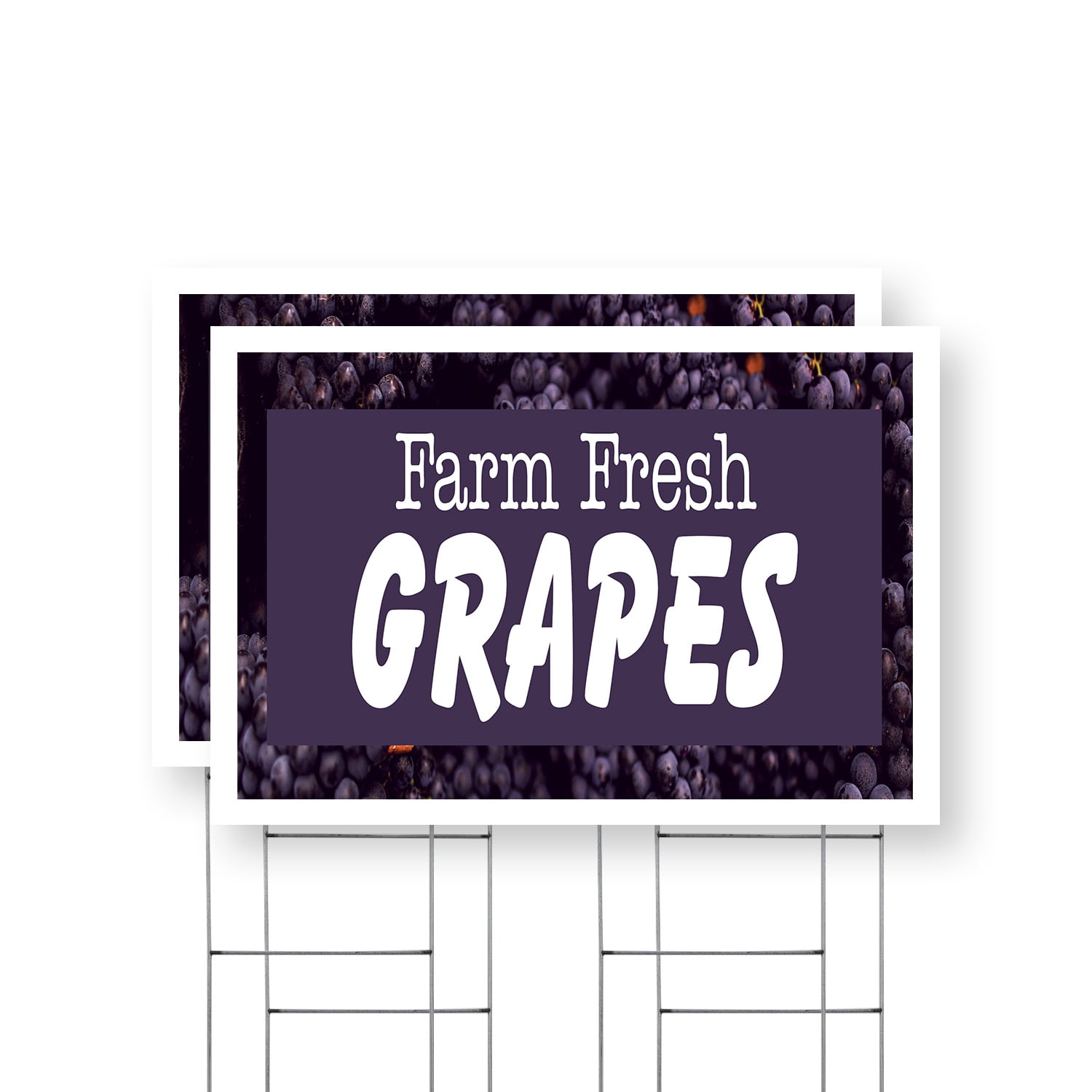 Farm Fresh Grapes Yard Sign 2 Pack of 24 Inch x 36 Inch Double Sided ...