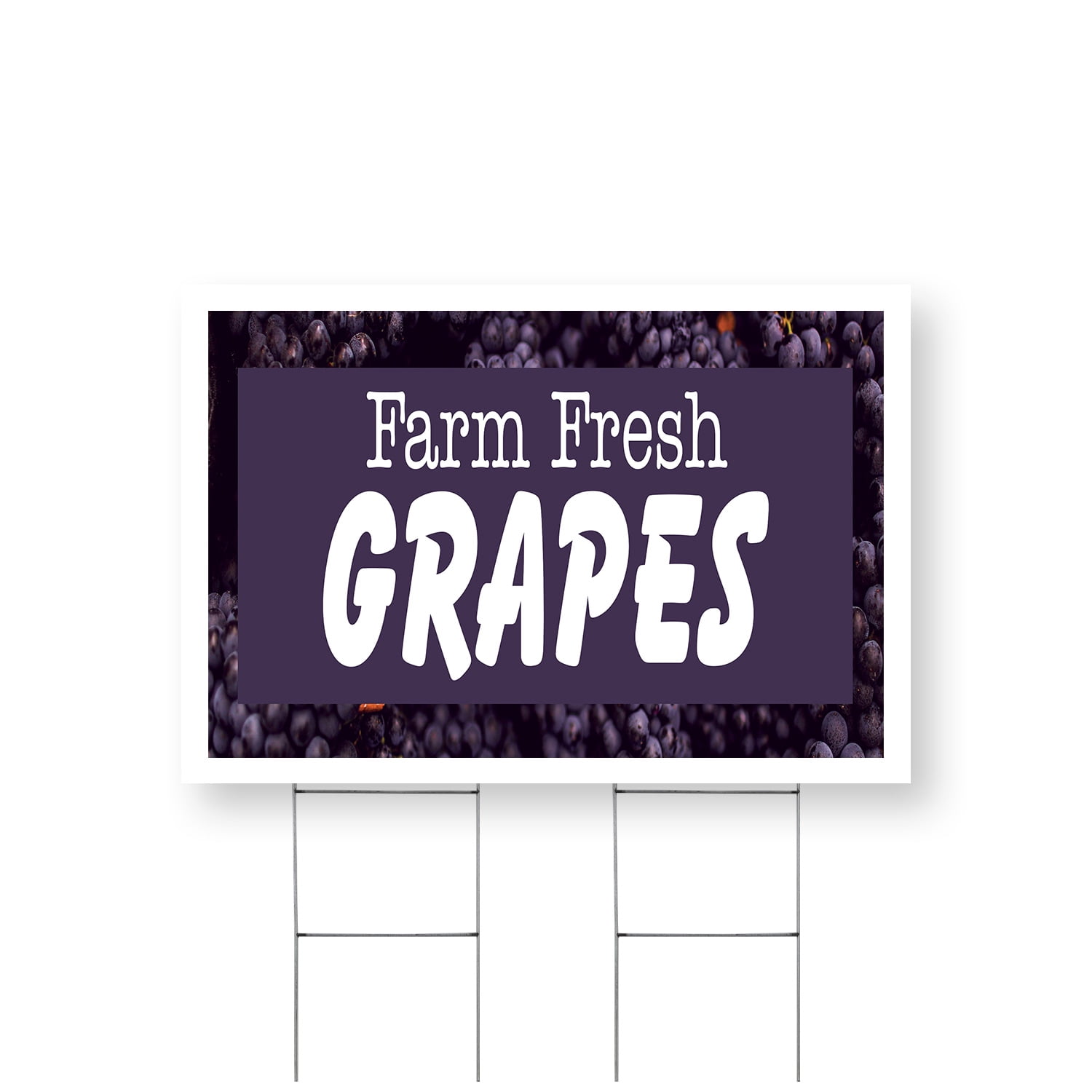 Farm Fresh Grapes Yard Sign 24 Inch x 36 Inch Single Sided Weatherproof ...