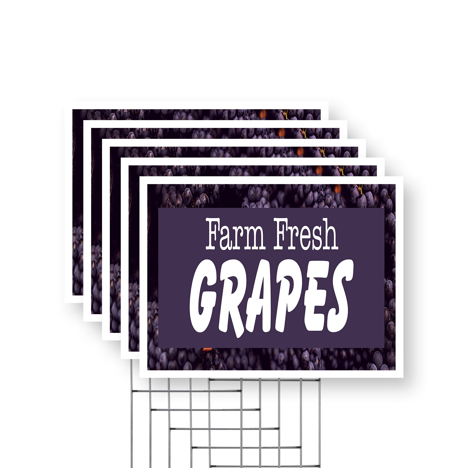 Farm Fresh Grapes Yard Sign 5 Pack of 12 Inch x 16 Inch Double Sided ...