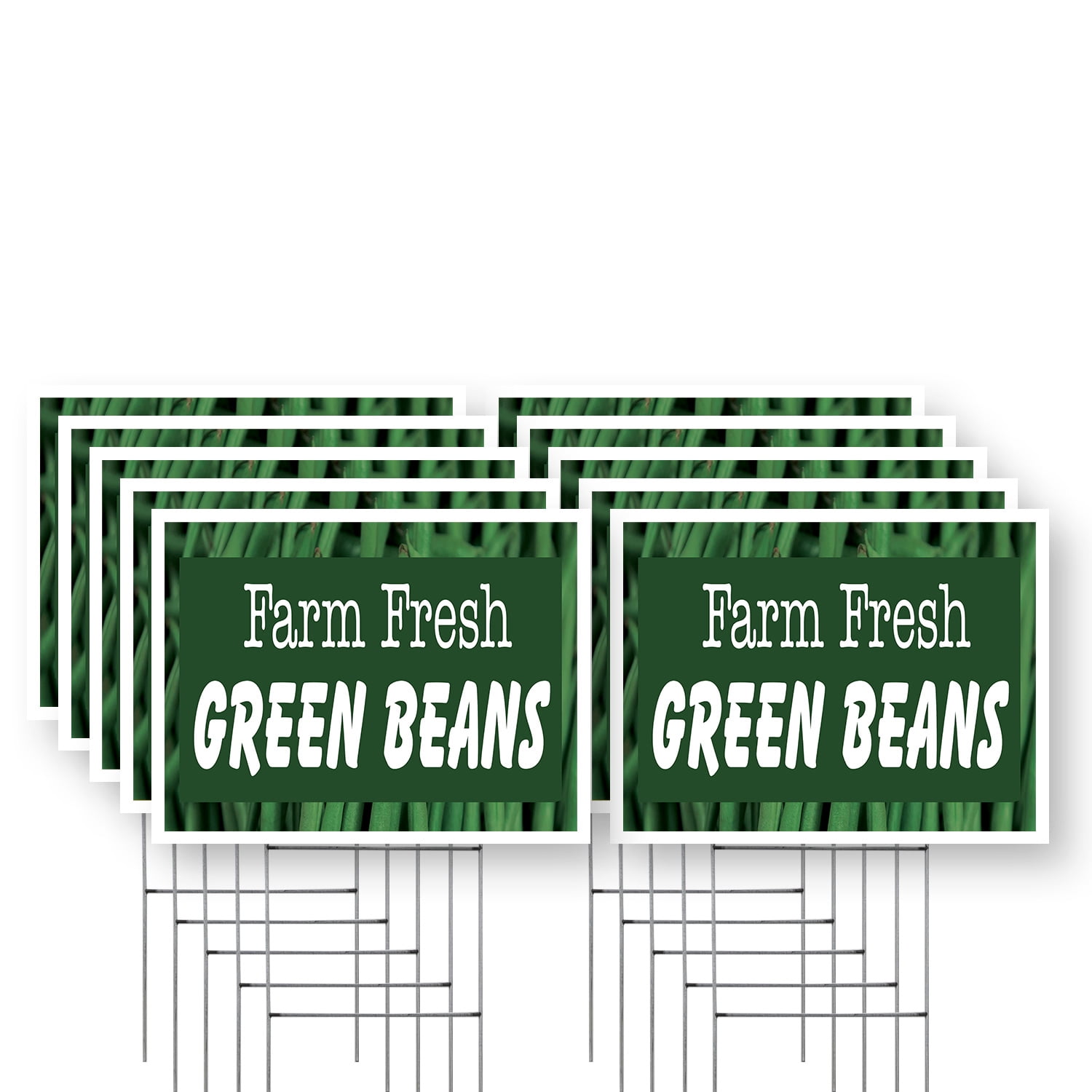 Farm Fresh Green Beans Yard Sign 10 Pack of 12 Inch x 16 Inch Single ...