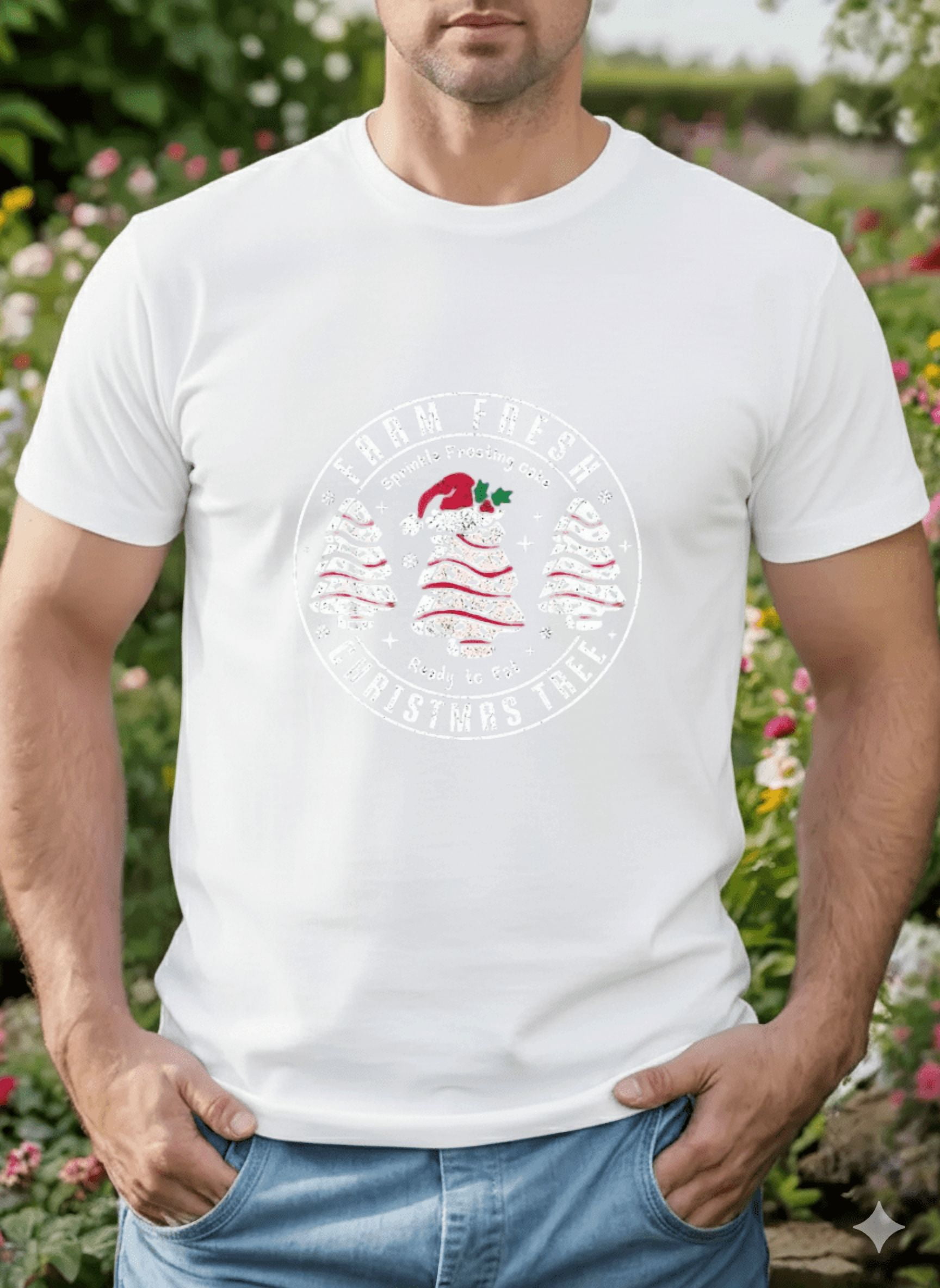 Farm Fresh Holiday Tree Cakes Retro Winter Farm Style Unisex T-Shirt up ...