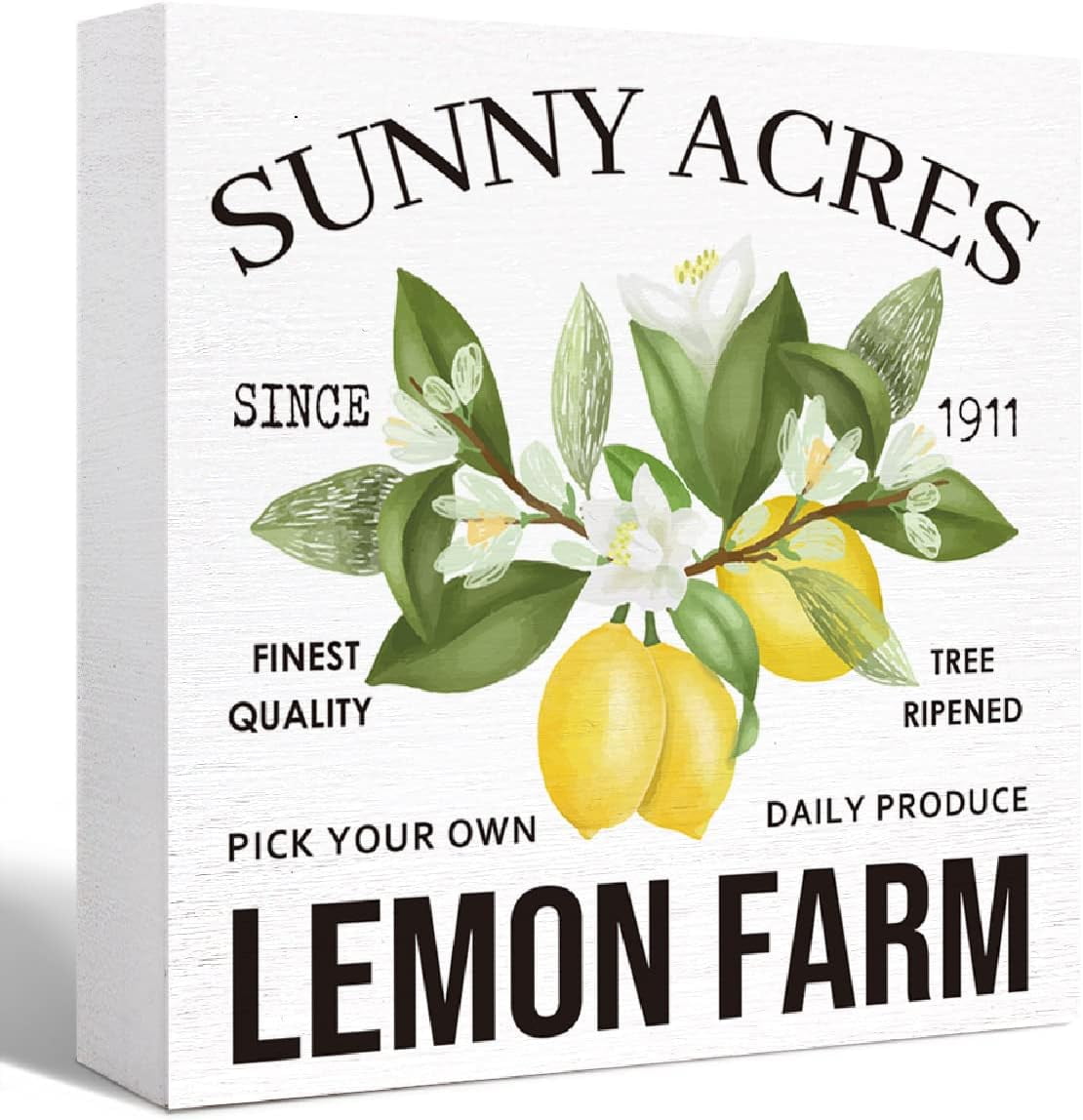 Farm Fresh Lemon Wood Box Sign Sunny Acres Lemon Farm Wooden Block Sign ...