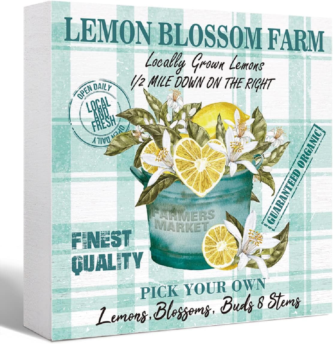 Farm Fresh Lemons Wood Box Sign Lemons Blossom Farm Wooden Block Sign ...