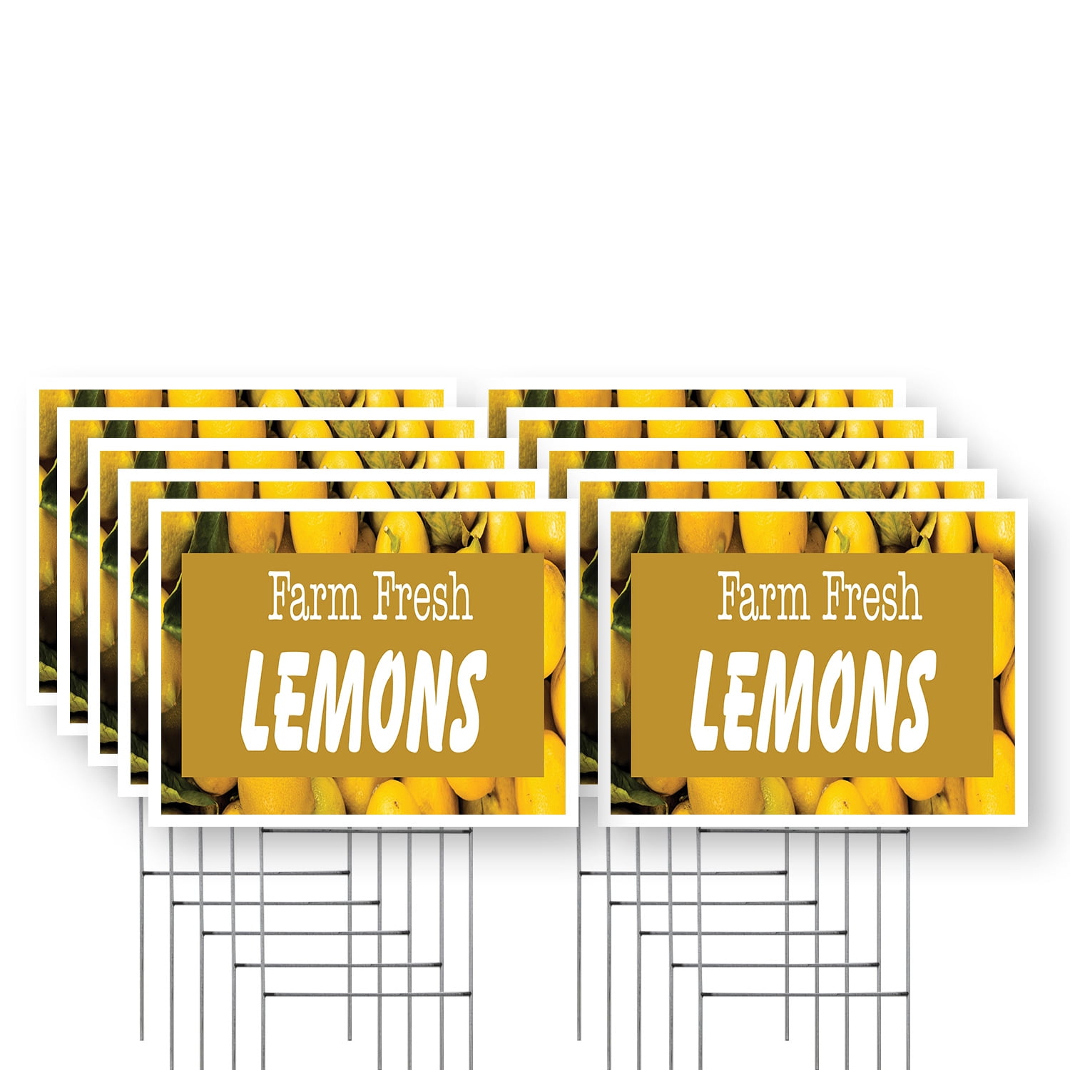 Farm Fresh Lemons Yard Sign 10 Pack of 12 Inch x 16 Inch Single Sided ...