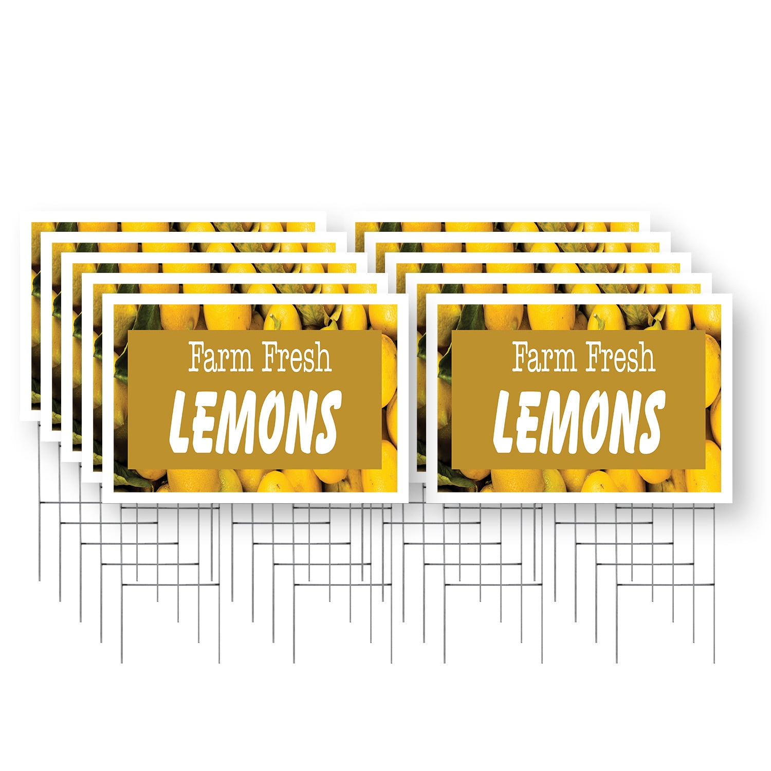 Farm Fresh Lemons Yard Sign 10 Pack of 24 Inch x 36 Inch Single Sided ...
