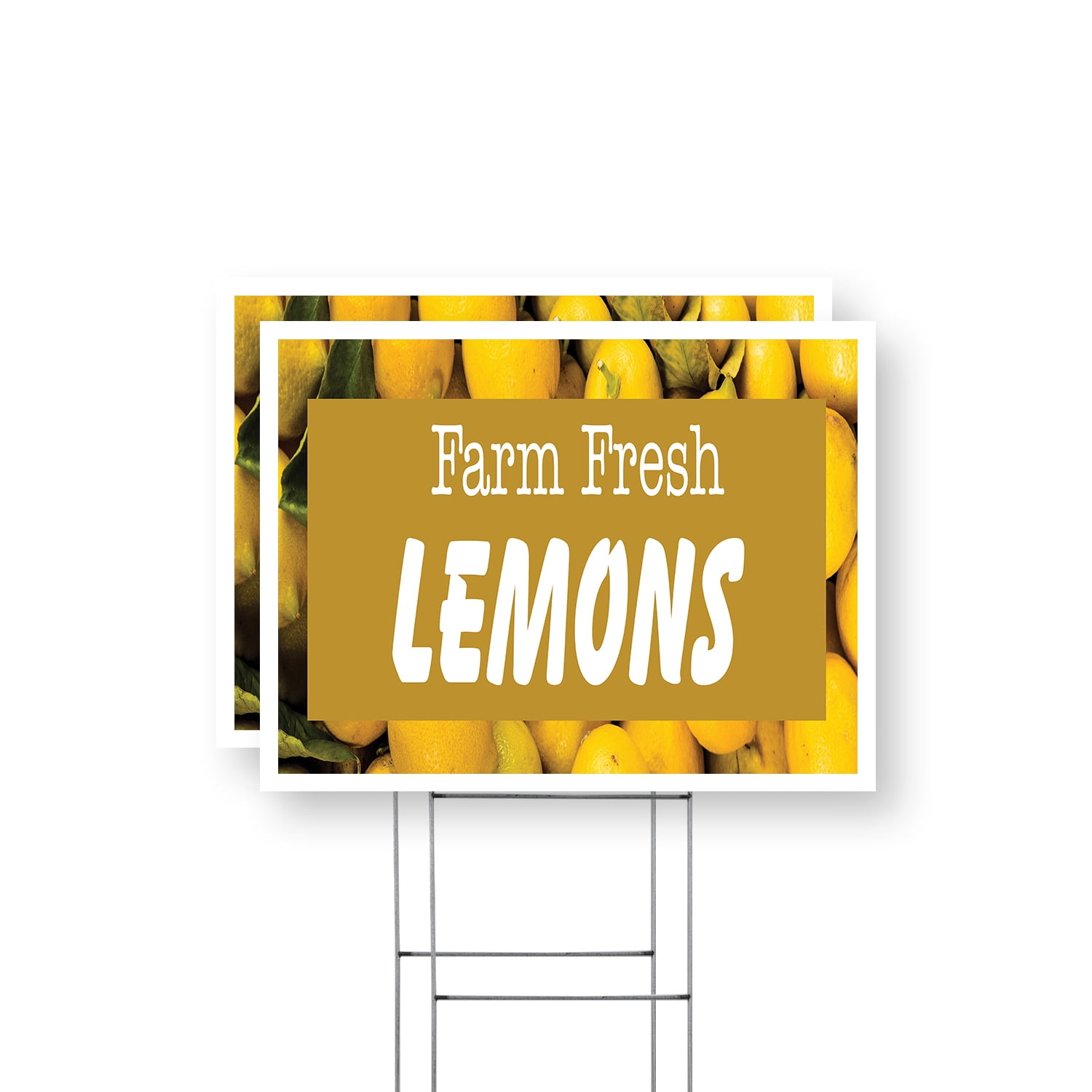 Farm Fresh Lemons Yard Sign 2 Pack of 18 Inch x 24 Inch Double Sided ...