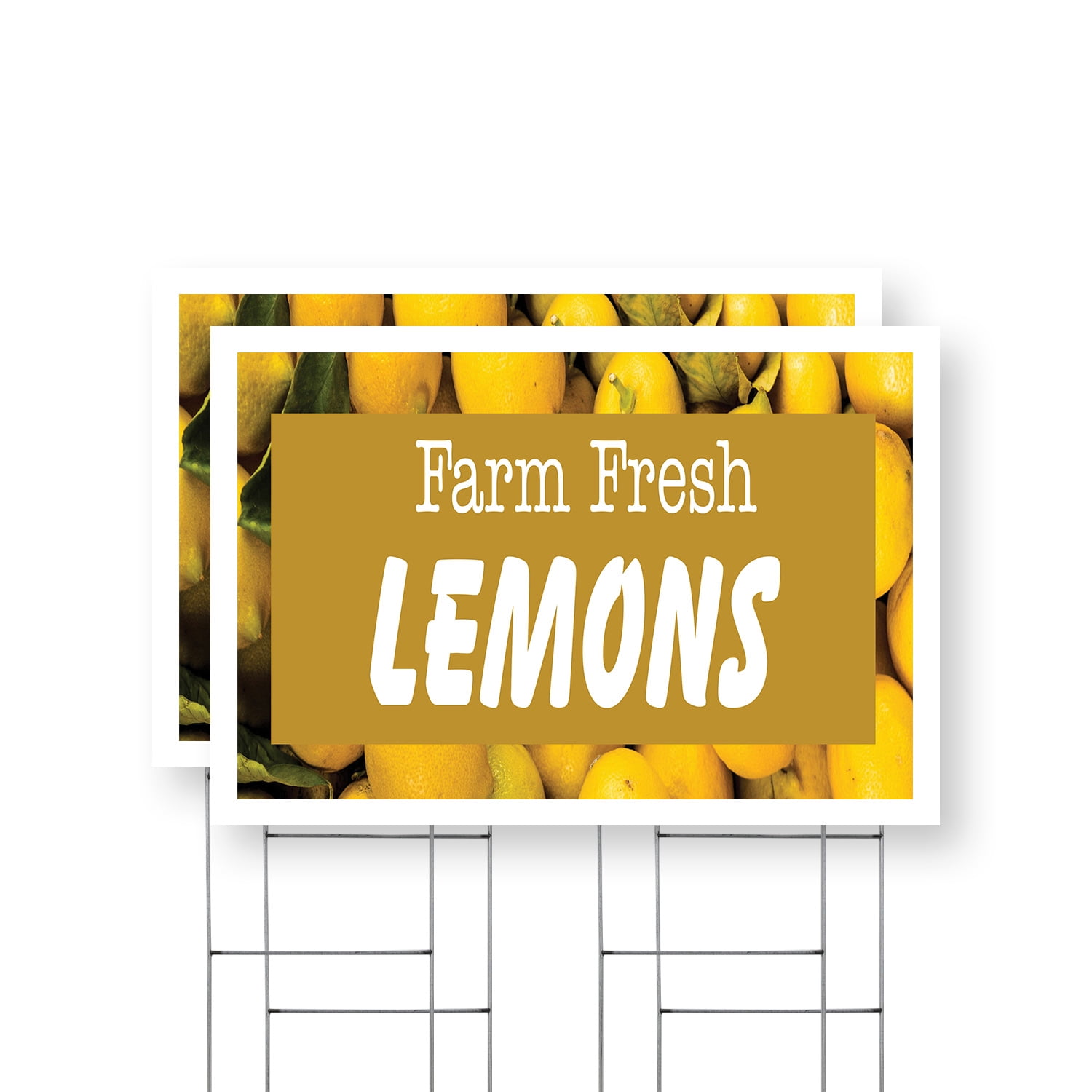 Farm Fresh Lemons Yard Sign 2 Pack of 24 Inch x 36 Inch Single Sided ...