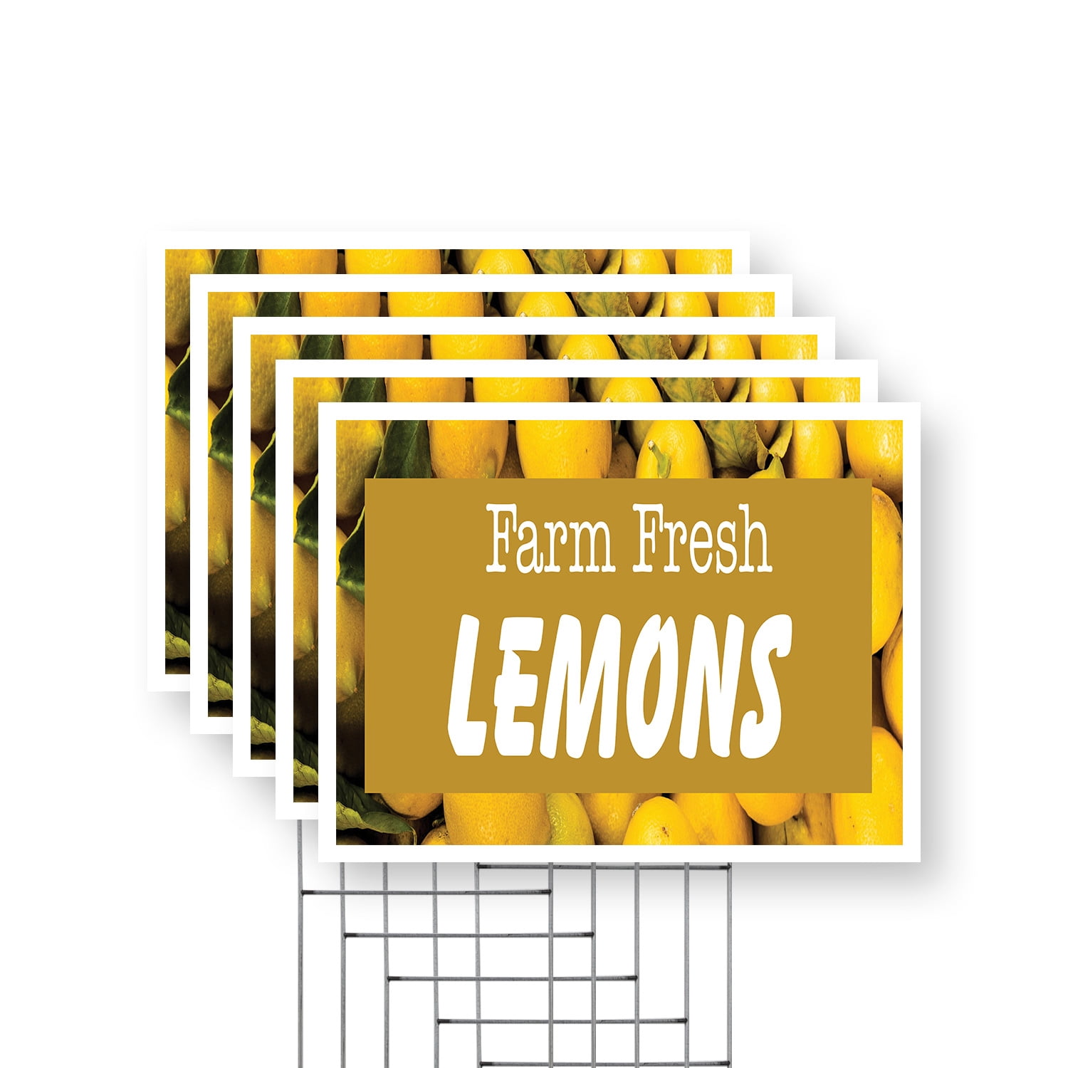 Farm Fresh Lemons Yard Sign 5 Pack of 12 Inch x 16 Inch Double Sided ...
