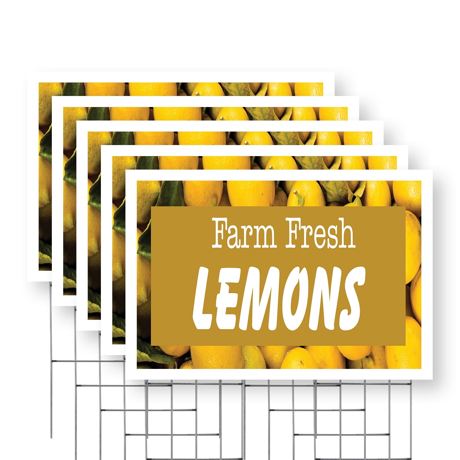 Farm Fresh Lemons Yard Sign 5 Pack of 24 Inch x 36 Inch Double Sided ...