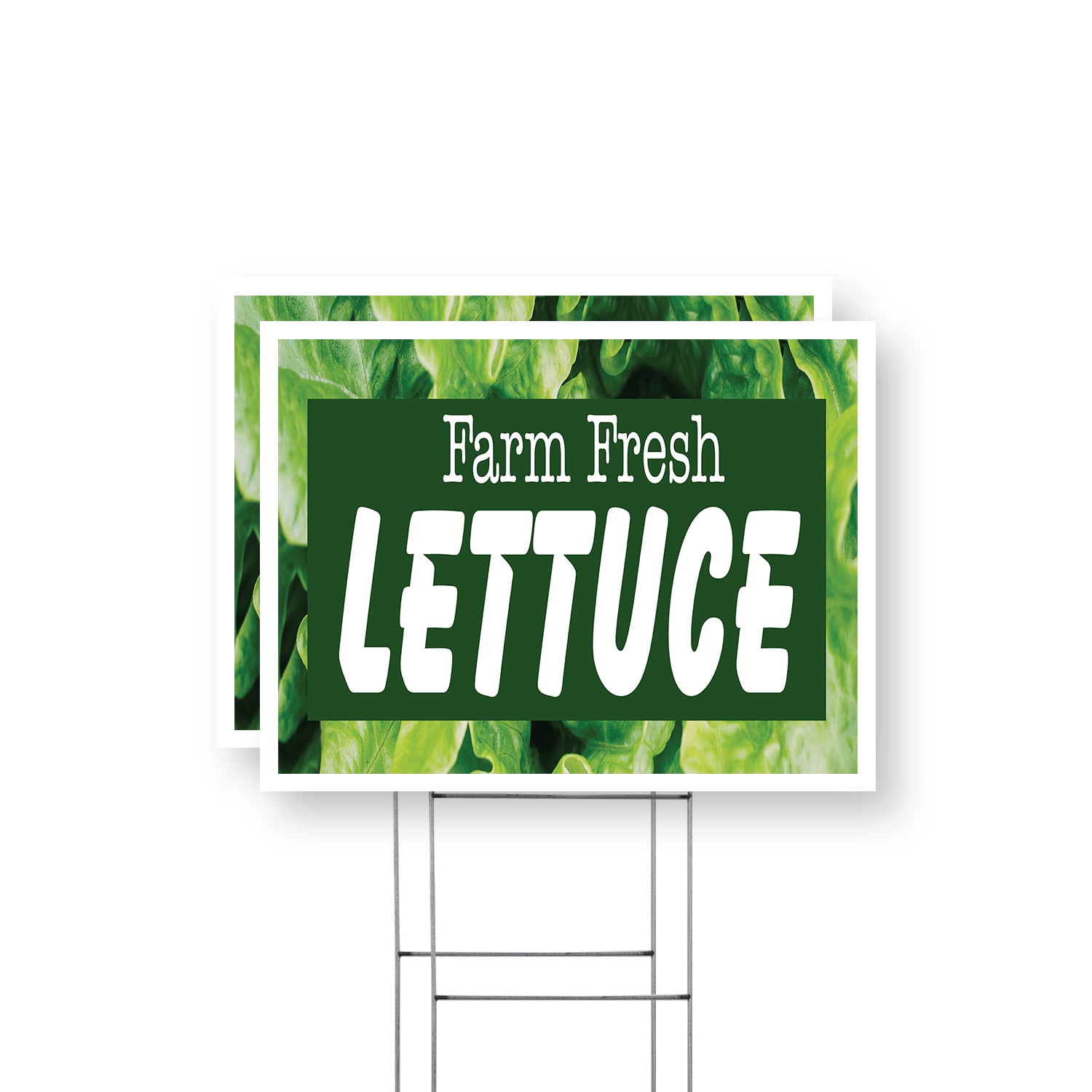 Farm Fresh Lettuce Yard Sign 2 Pack of 12 Inch x 16 Inch Double Sided ...