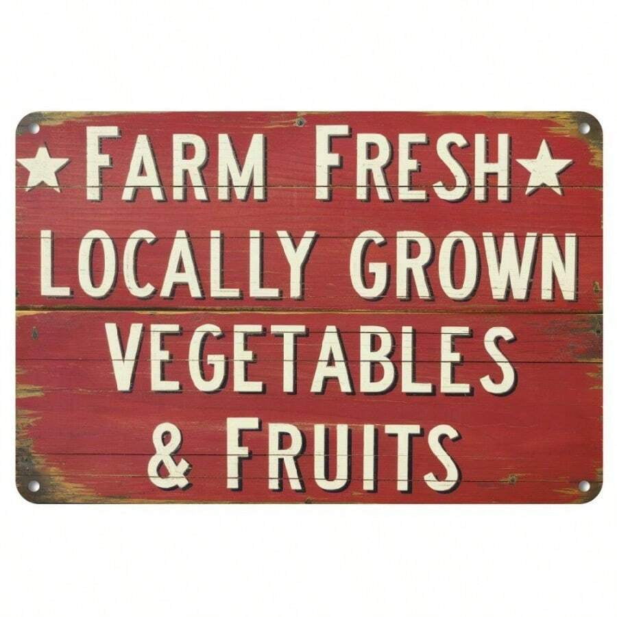 Farm Fresh Locally Grown Vegetables & Fruits Country-Style Tin Sign ...