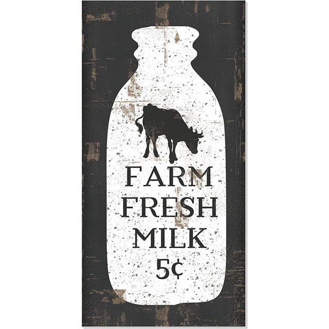 Farm Fresh Milk Rustic Farmhouse Style Wood Wall Sign 9x18 - Walmart.com