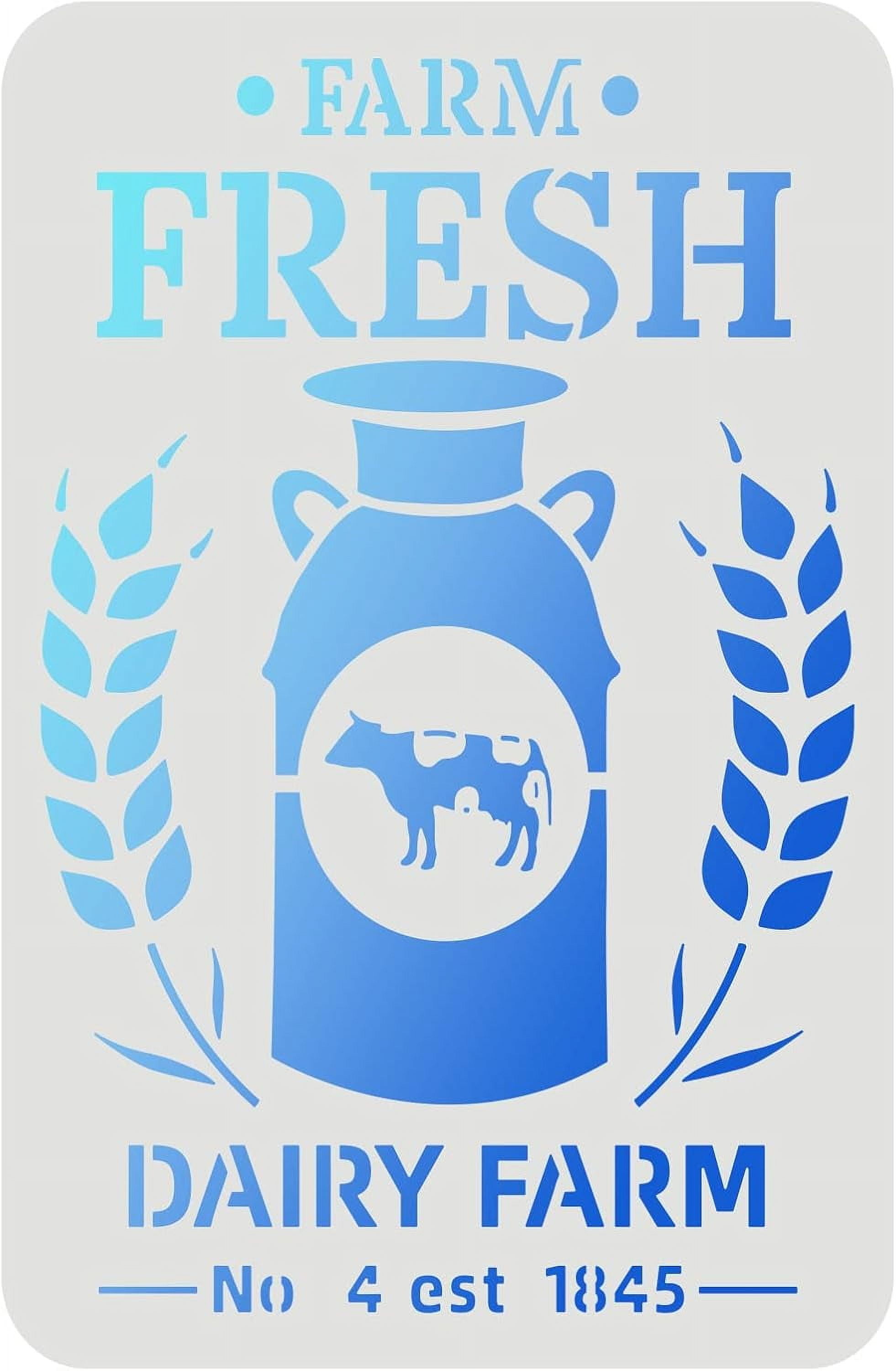 Farm Fresh Milk Stencil 11.7x8.3inch Reusable Dairy Farm Stencil Milk ...