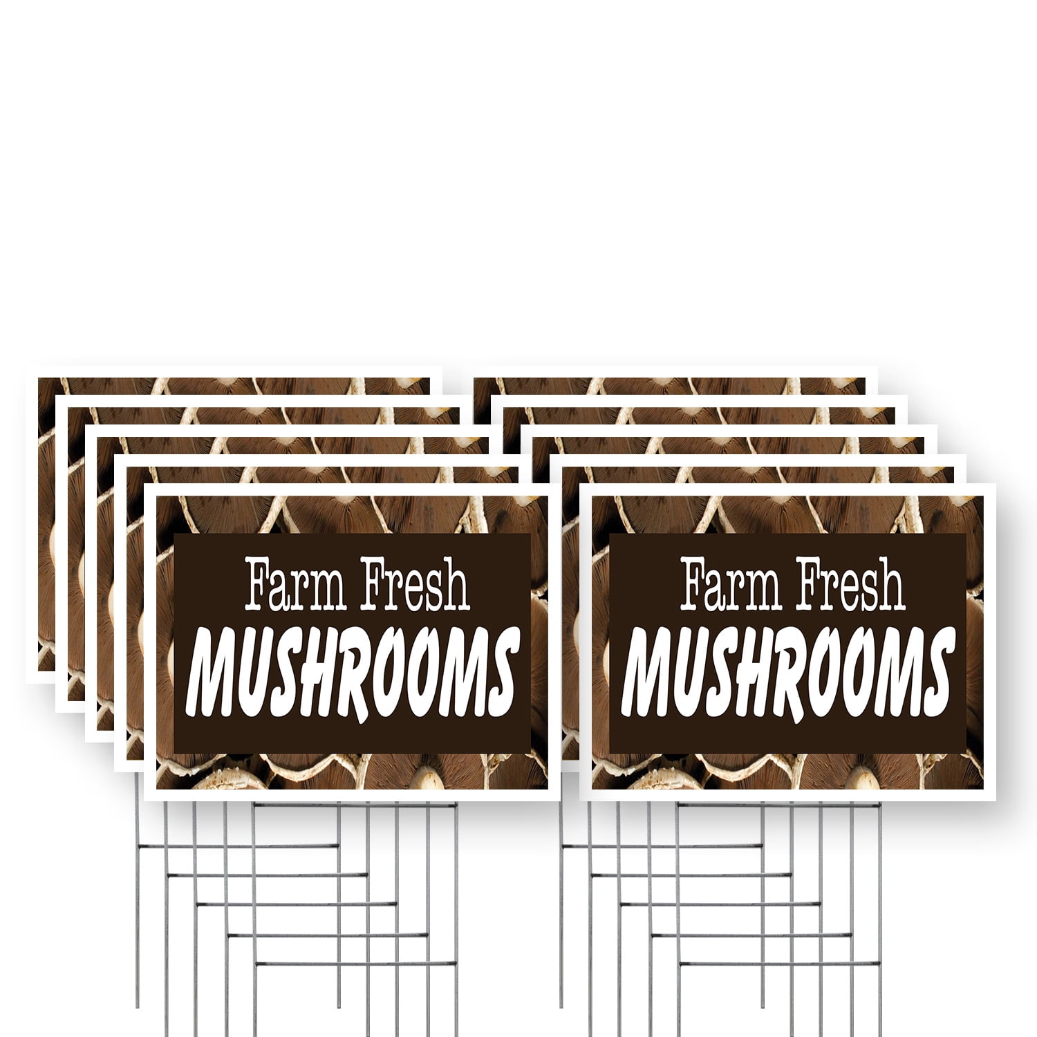 Farm Fresh Mushrooms Yard Sign 10 Pack of 18 Inch x 24 Inch Single ...