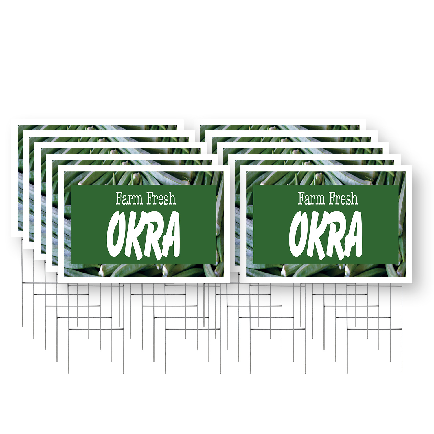 Farm Fresh Okra Yard Sign 10 Pack of 24 Inch x 36 Inch Double Sided ...