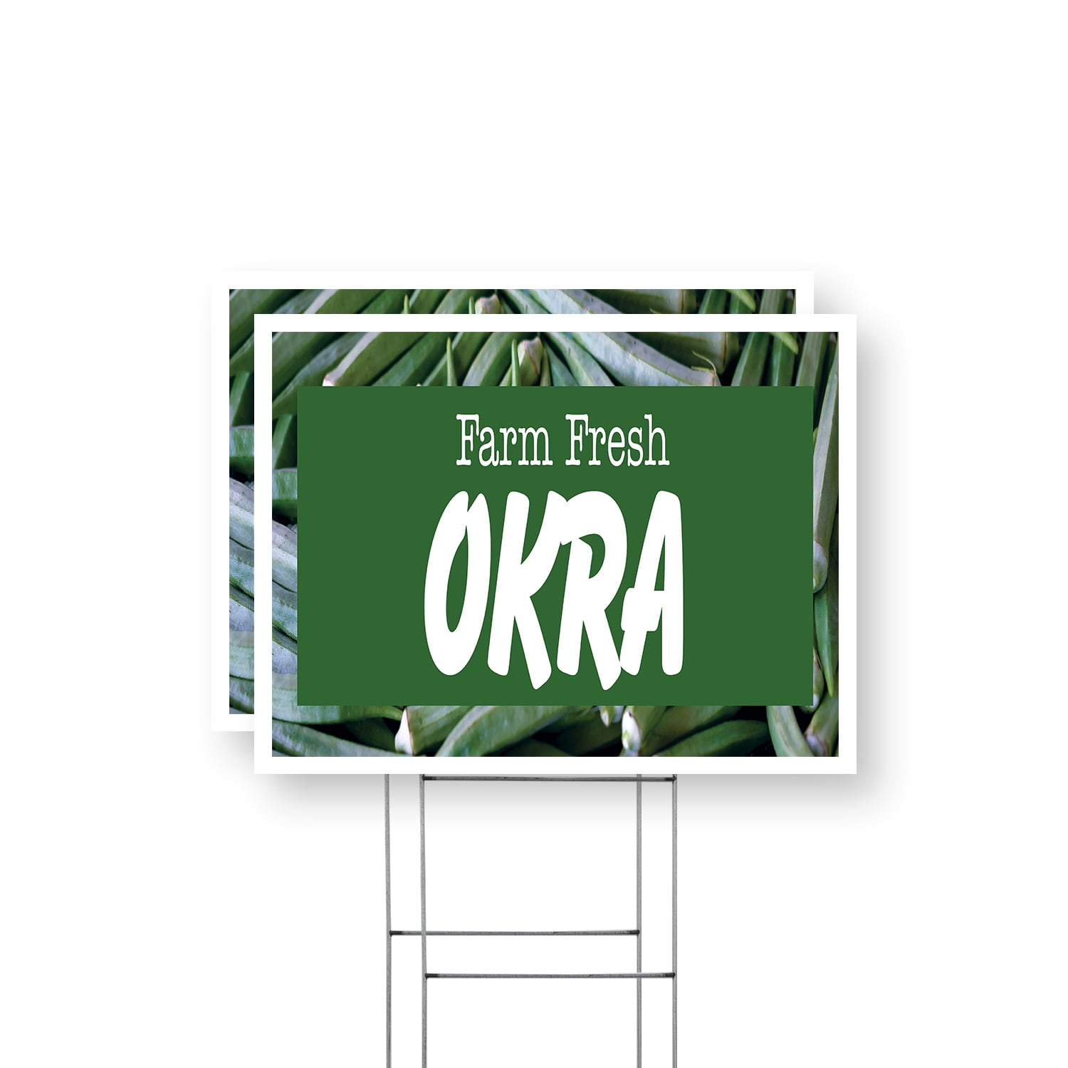 Farm Fresh Okra Yard Sign 2 Pack of 12 Inch x 16 Inch Double Sided ...