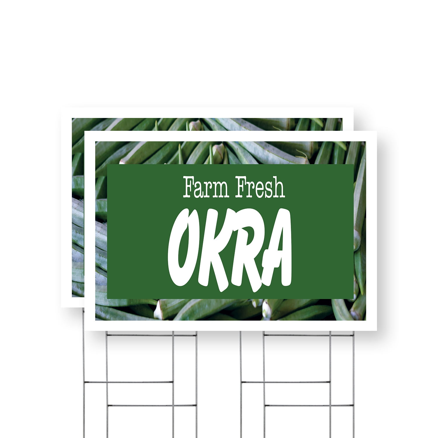 Farm Fresh Okra Yard Sign 2 Pack of 24 Inch x 36 Inch Single Sided ...
