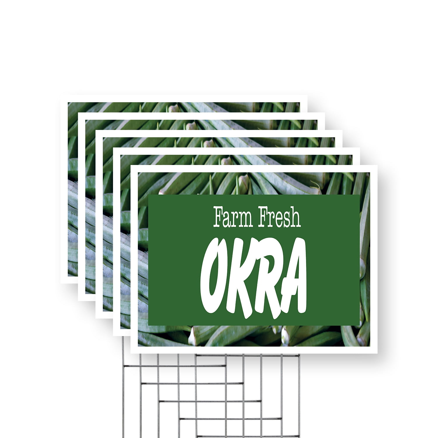 Farm Fresh Okra Yard Sign 5 Pack of 18 Inch x 24 Inch Double Sided ...