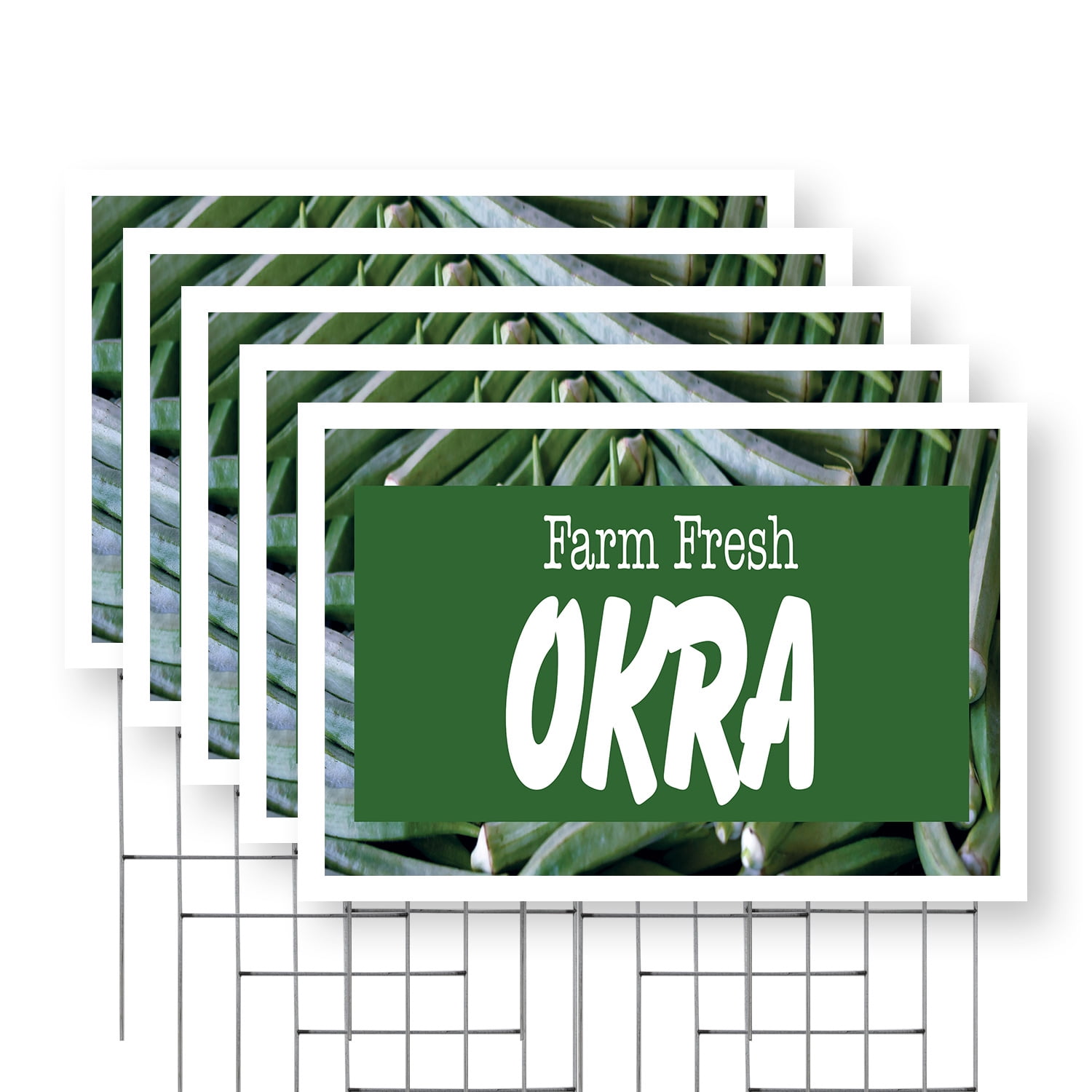 Farm Fresh Okra Yard Sign 5 Pack of 24 Inch x 36 Inch Single Sided ...