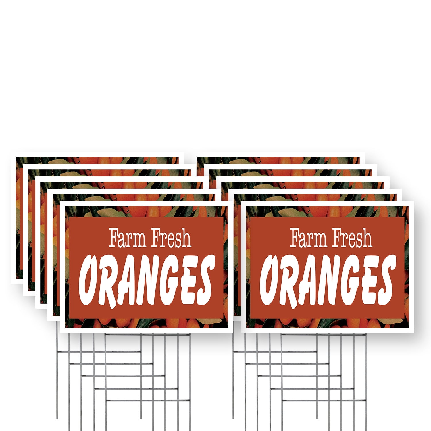 Farm Fresh Oranges Yard Sign 10 Pack of 18 Inch x 24 Inch Double Sided ...