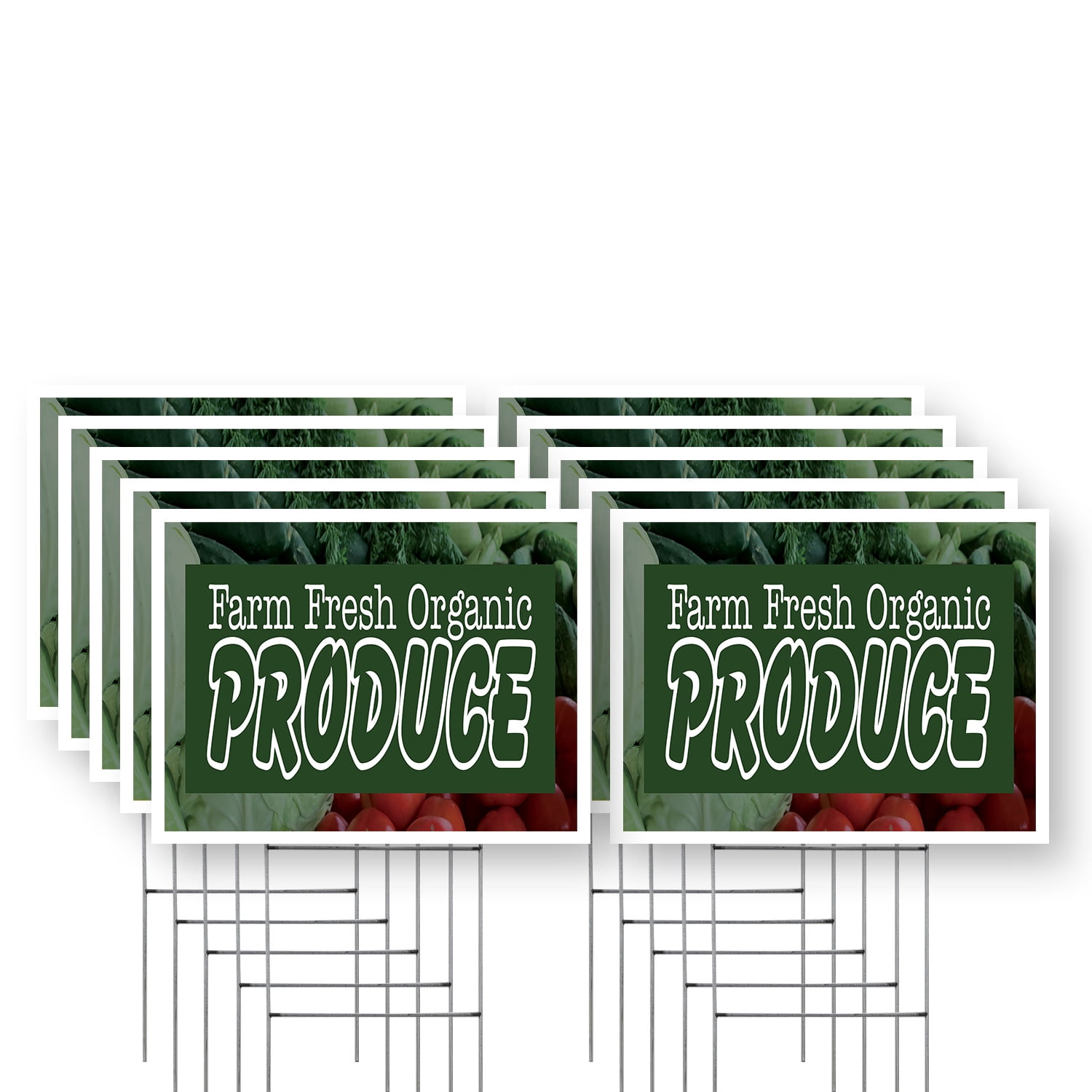 Farm Fresh Organic Produce Yard Sign 10 Pack of 12 Inch x 16 Inch ...