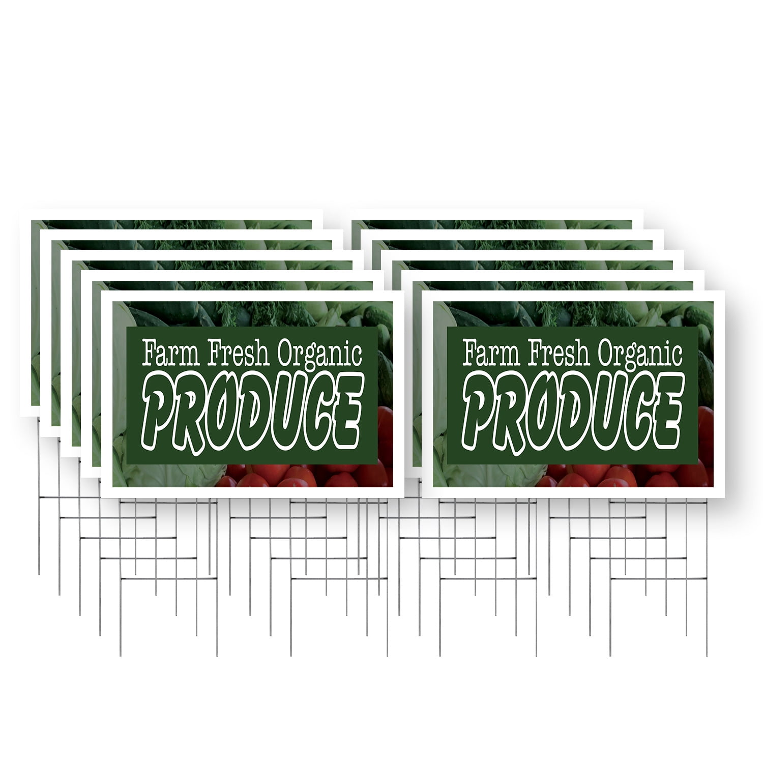 Farm Fresh Organic Produce Yard Sign 10 Pack of 24 Inch x 36 Inch ...