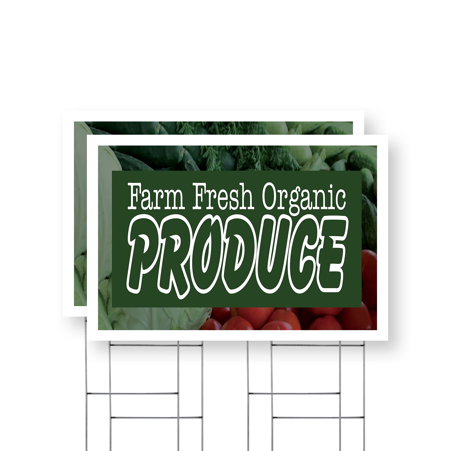Farm Fresh Organic Produce Yard Sign 2 Pack of 24 Inch x 36 Inch Double ...