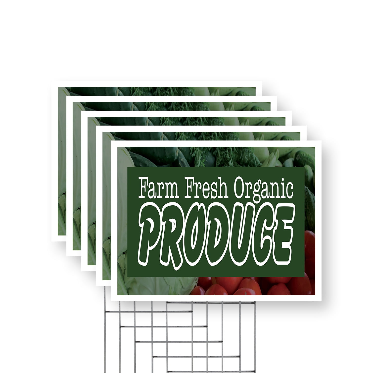 Farm Fresh Organic Produce Yard Sign 5 Pack of 12 Inch x 16 Inch Double ...