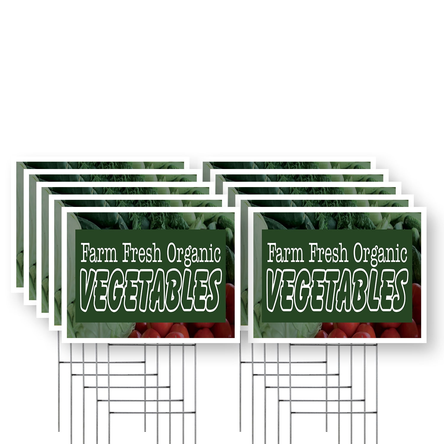 Farm Fresh Organic Vegetables Yard Sign 10 Pack of 18 Inch x 24 Inch ...
