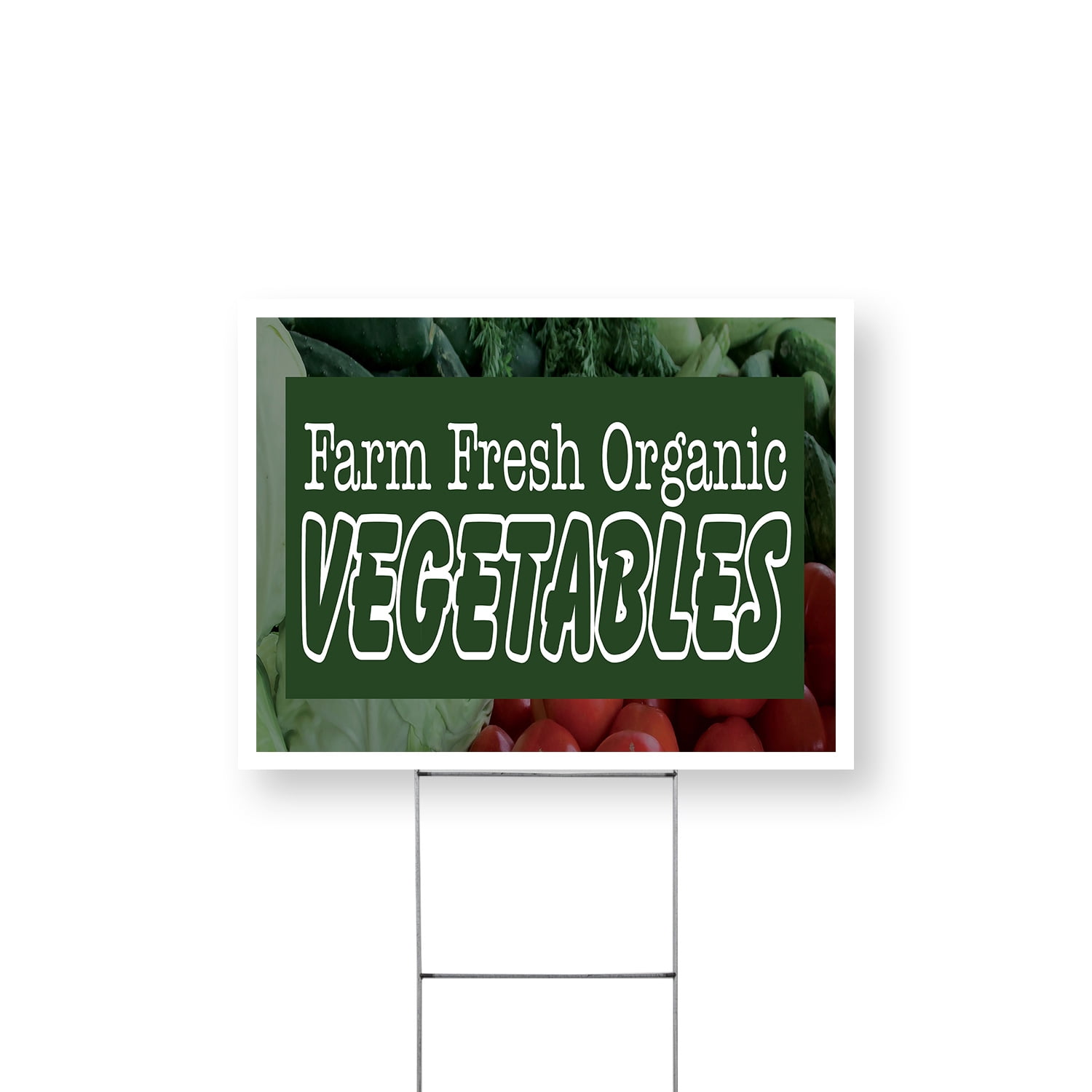 Farm Fresh Organic Vegetables Yard Sign 12 Inch x 16 Inch Single Sided ...