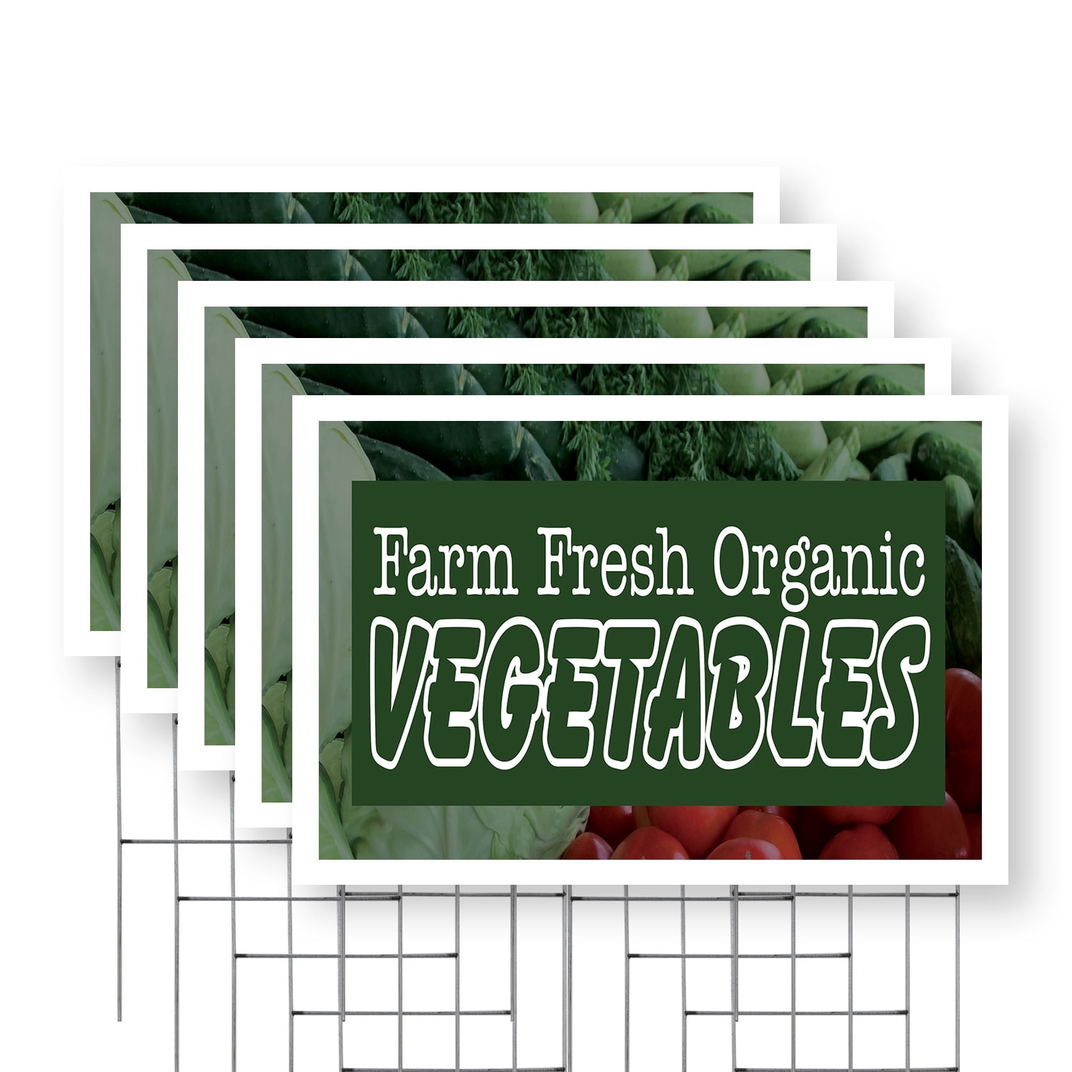 Farm Fresh Organic Vegetables Yard Sign 5 Pack of 24 Inch x 36 Inch ...