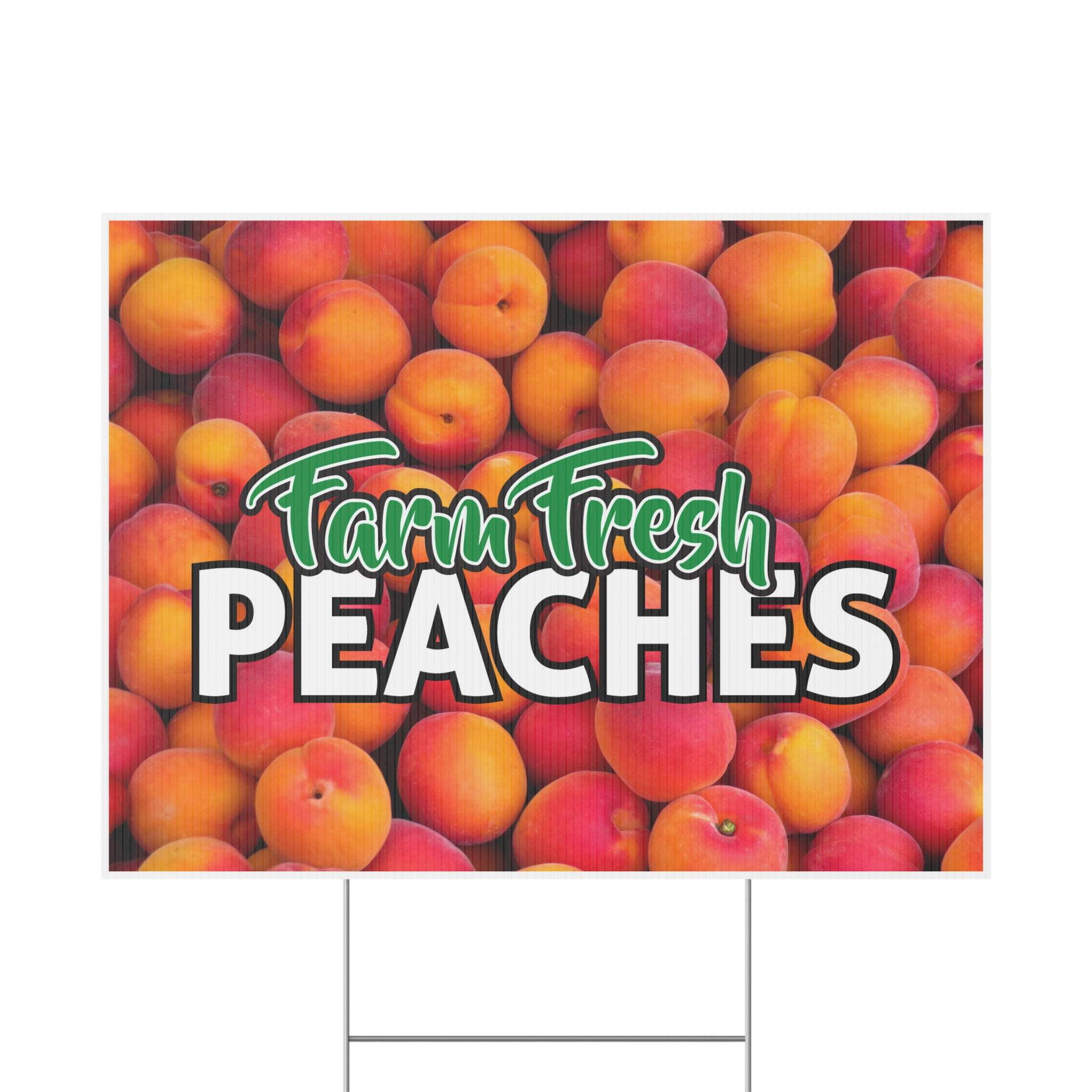 Farm Fresh Peaches Sign, Peach Yard Sign, 18x12, 24x18, 36x24, Double ...