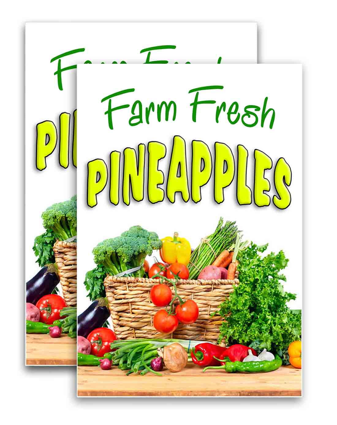 Farm Fresh Pineapples (24" X 36") Vinyl Decal Only (Pack of 2) |Sign ...